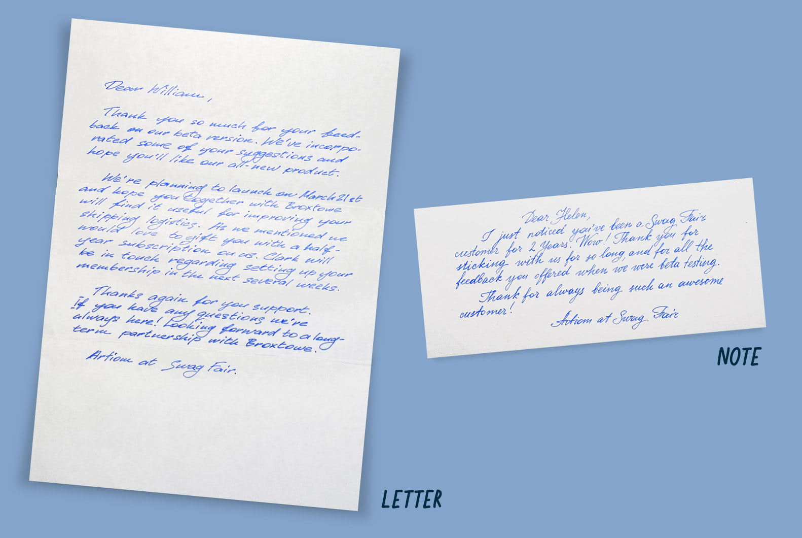 Handwritten Note or Letter — Swag Fair